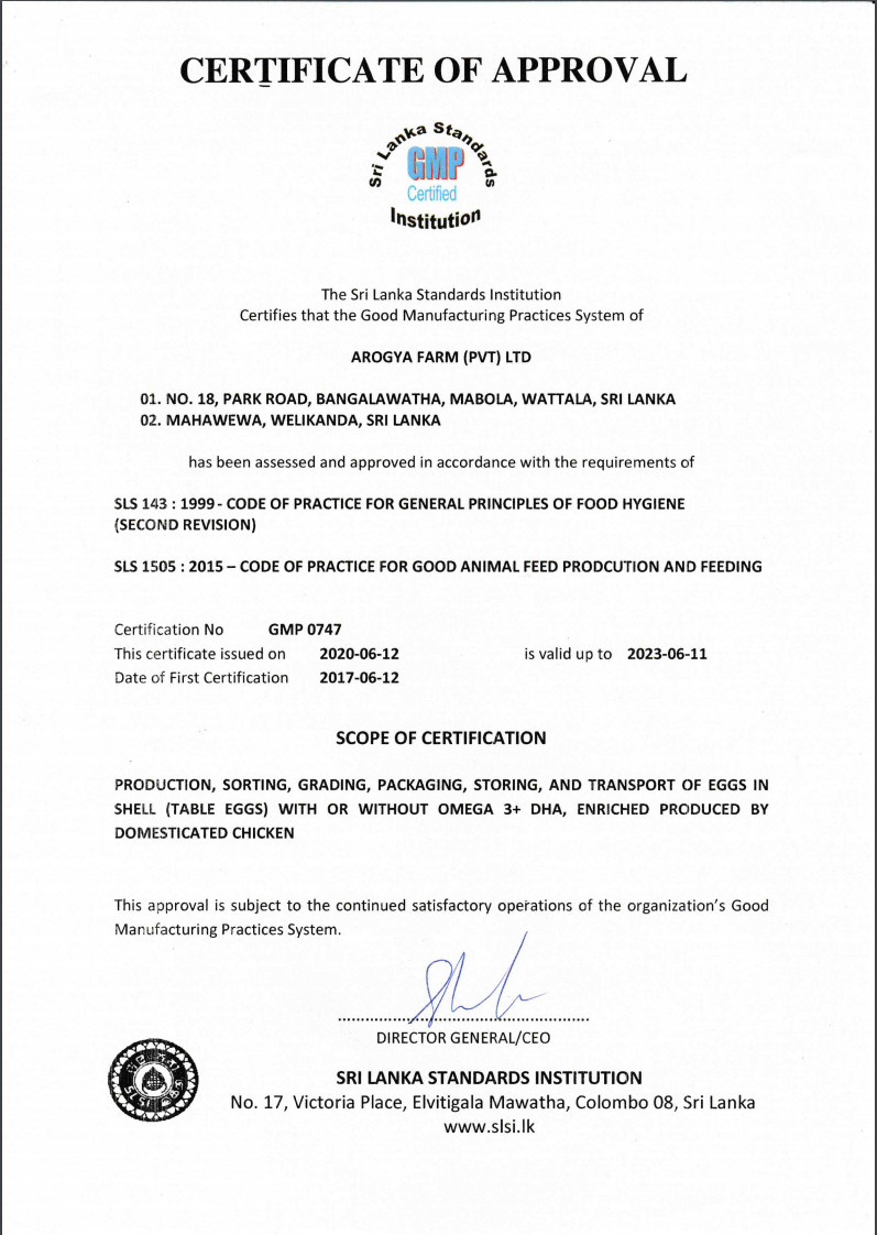 GMP Certificate – Arogya Farm